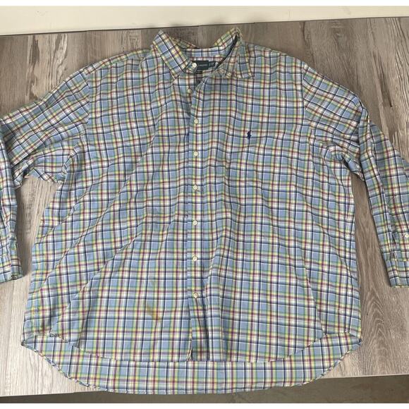 Polo Ralph Lauren | Shirts | Polo Ralph Lauren Mens 3xb Button Down Short Sleeve Plaid Blue 3xl ...
